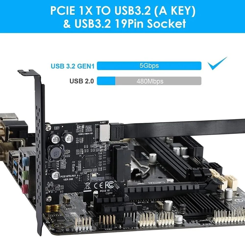 PCI-E USB 3.2 Type-E адаптер — фото 1