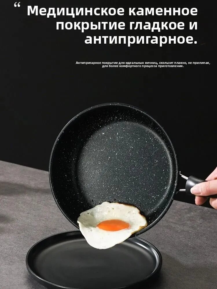 Сковорода антипригарная 12 см без крышки со съемной ручкой для яичницы