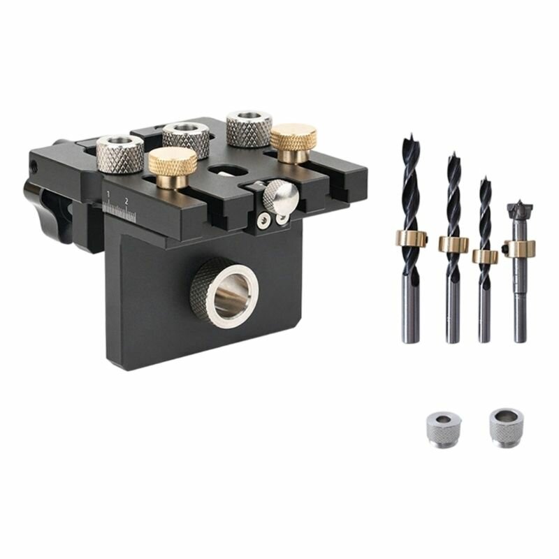 (1 шт.) Алюминиевый позиционер (кондуктор) для сверления отверстий под мебельные конфирматы, 3 в 1 - Черный - 15мм