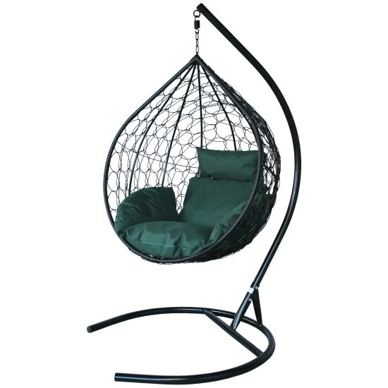 Подвесное кресло Garden Story Сфера Лайт черное, подушка тёмно-зелёная