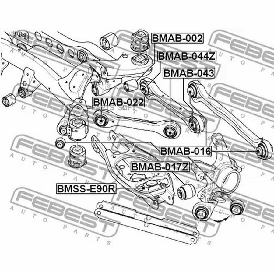 FEBEST BMSS-E90R Опора заднего амортизатора (нижняя) BMW 3 E90/E91 BMSS-E90R