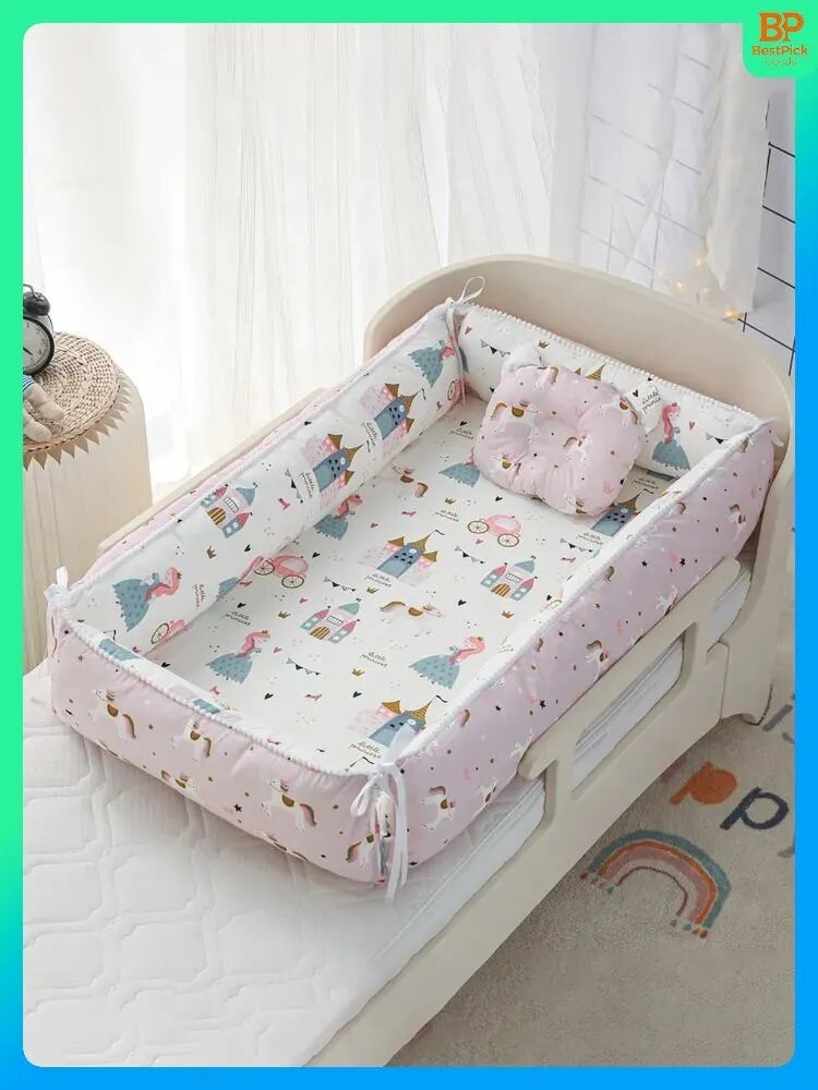 Кокон для новорожденных BestPick, кокон-гнездо для совместного сна, унисекс, розовый, с принтом