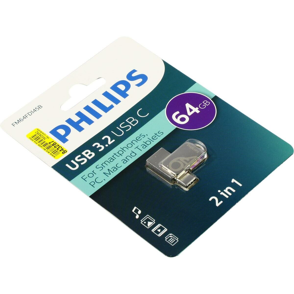 Philips 2-in-1 USB3.2/USB-C Flash Drive 64Gb (RTL)