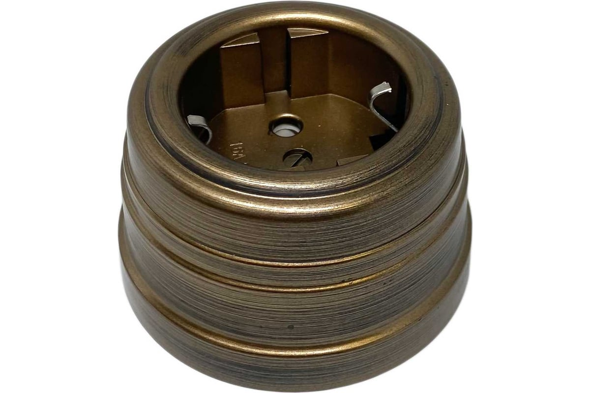 МезонинЪ / Ретро розетка пластиковая двухполюсная, с заземляющим контактом, цвет - коричневый. Серия "Усадьба"