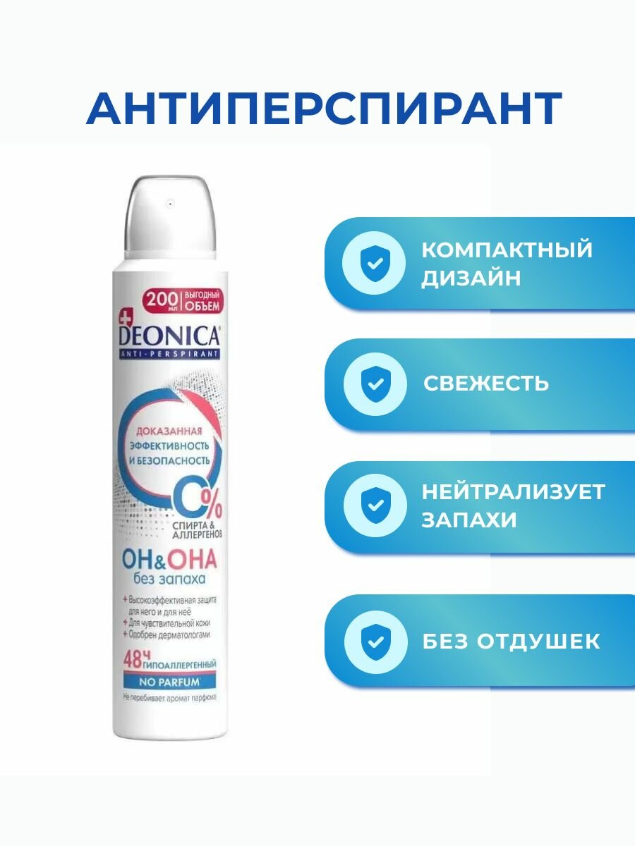 Деоника Антиперспирант унисекс спрей ОН&ОНА 200мл