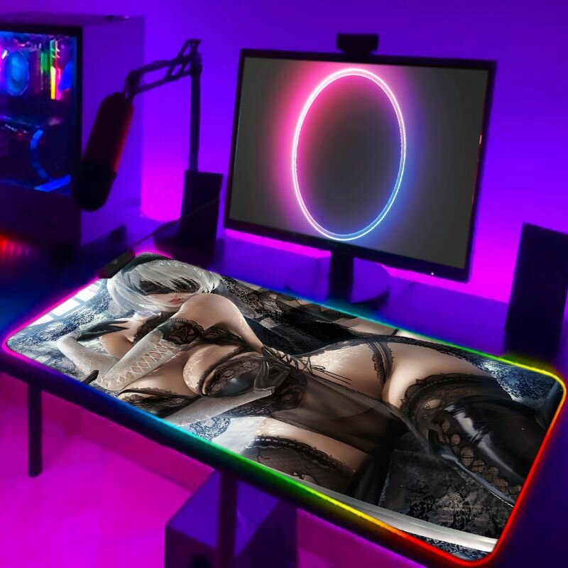 Игровой коврик Sexy Girl, для мышки, подсветка, бесшовный, 90x40 см