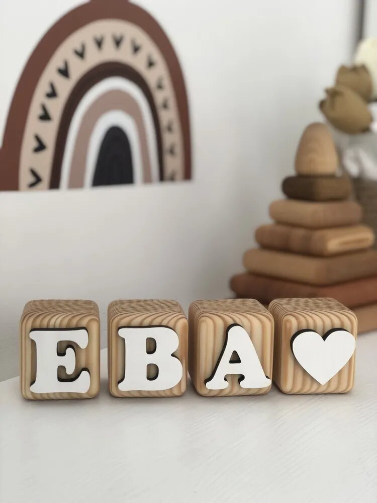 Именные кубики Childmemory "Ева"+сердечко