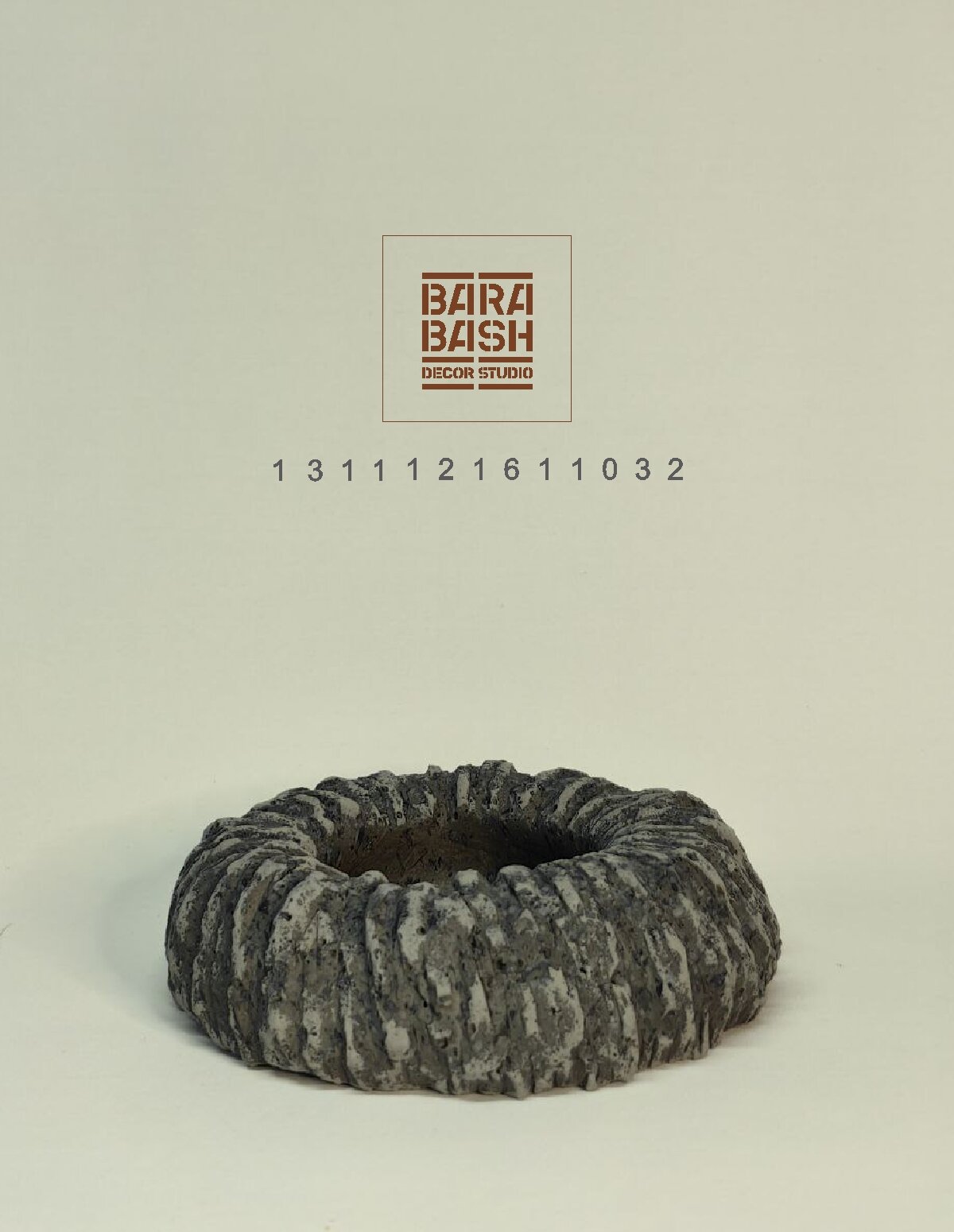 Декоративное кашпо, BARABASH decor studio, цвет серый, размер 20х6 см, материал бетон.