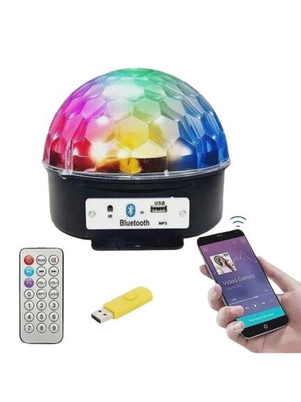Светодиодный Диско-шар со встроенным динамиком MP3 LED MAGIC BALL LIGHT / с разъемом для USB флешки
