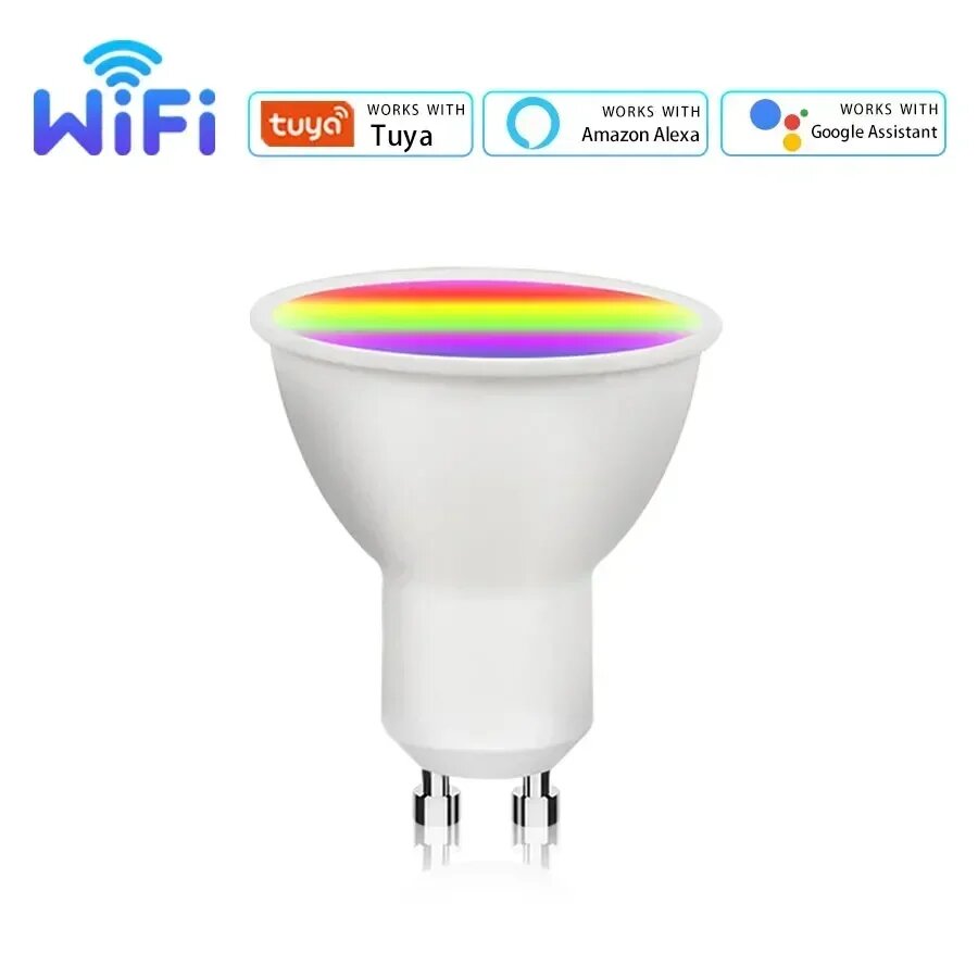 Умная светодиодная лампочка ATcomm GU10 RGB 220V Белый, only 1 bulb, 220V WiFi GU10, 7w