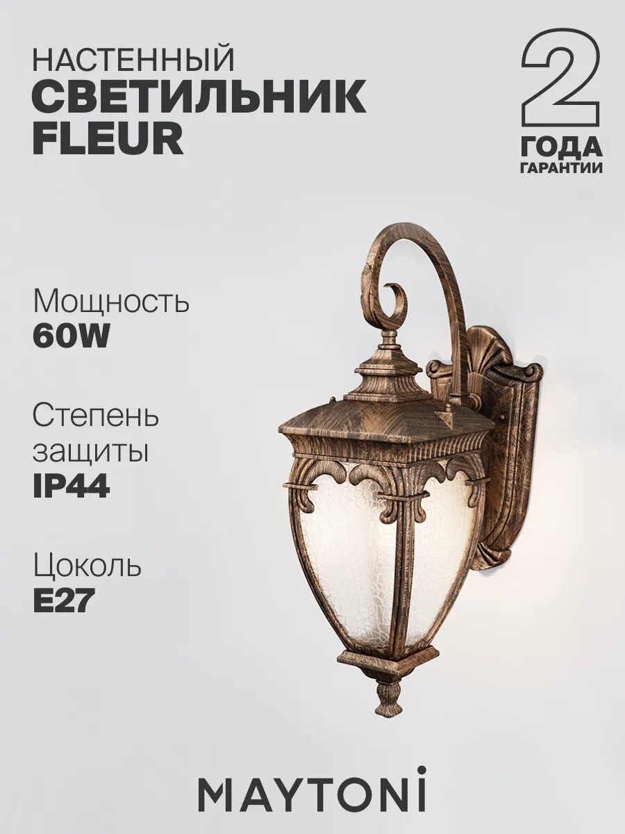 Настенный светильник бра влагостойкий Freya Fleur IP44 E27 O414WL-01GB