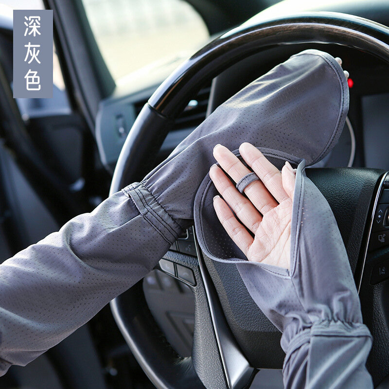 Женские солнцезащитные рукава, защита от ультрафиолета, летние удлиненные нарукавники, без пальцев, тонкие, для вождения, езды на велосипеде, перчатки из ледяного шелка.