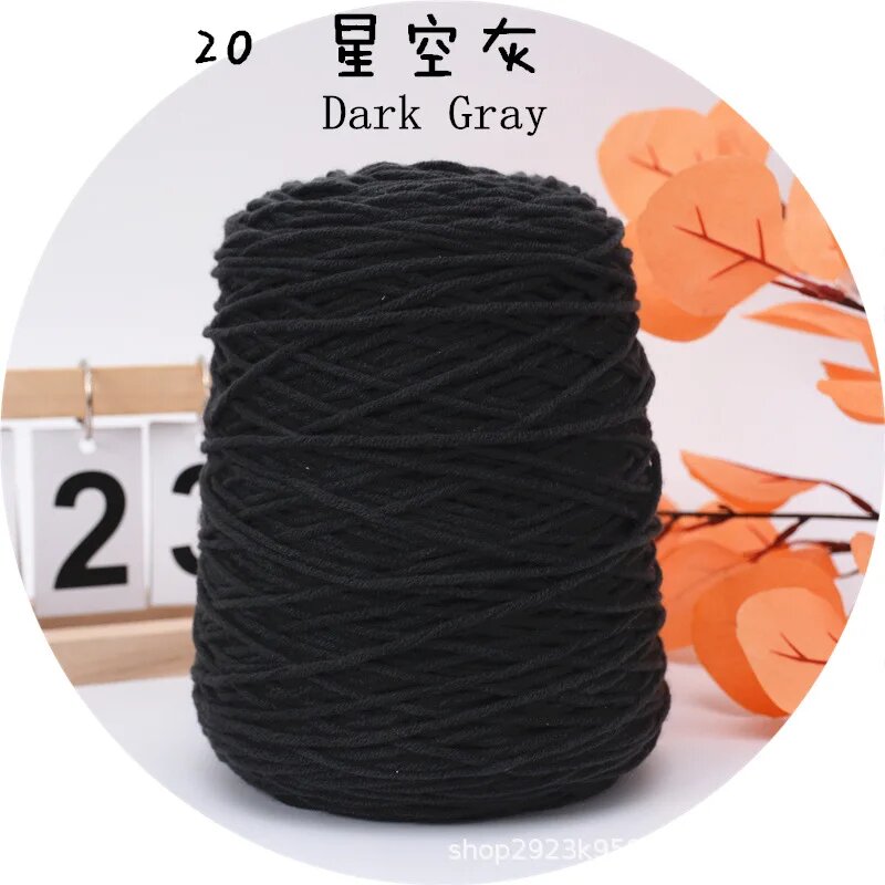 Пряжа для тафтинга черная, 400г, 8-слойная, хлопок/акрил, Color: 20