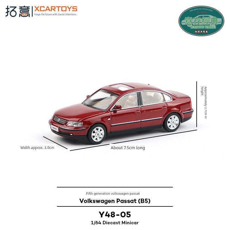 1/64 Масштаб Volkswagen Passat 5-го поколения, металлическая модель в красном цвете, игрушка для мальчиков