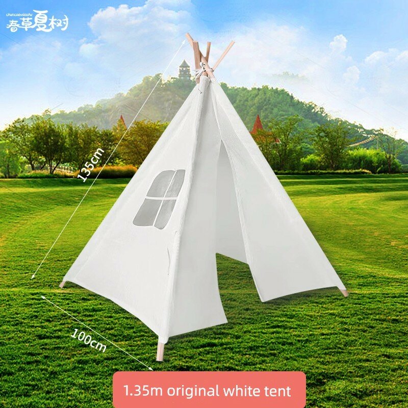 Большая белая игровая палатка 1,35 м для детской комнаты, детский игрушечный шатер из мягкой ткани