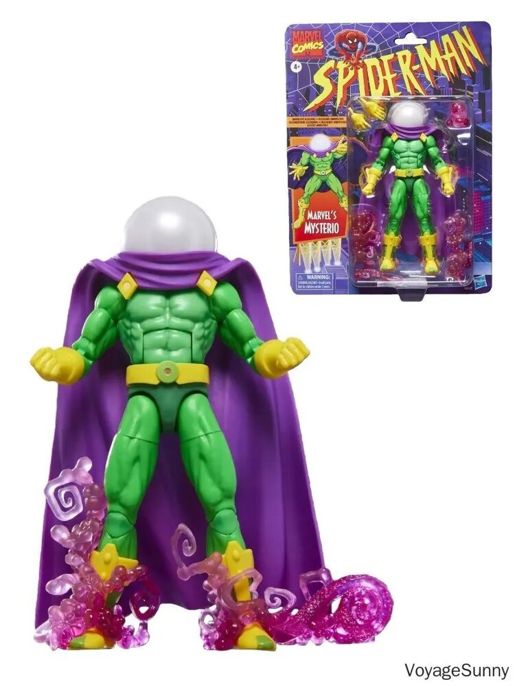 Фигурки Hasbro Marvel Legends Spiderman Animation Series Action Figures Marvel's Mysterio(Электро)-16cm; Марвел фигурки
