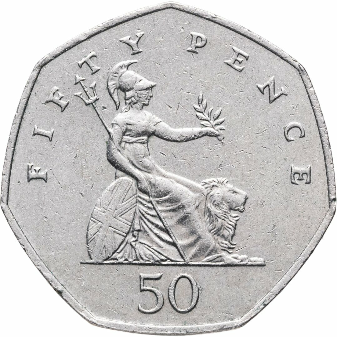 Великобритания 50 пенсов pence 2002, Мельхиор медь-никель, в сохранности XF