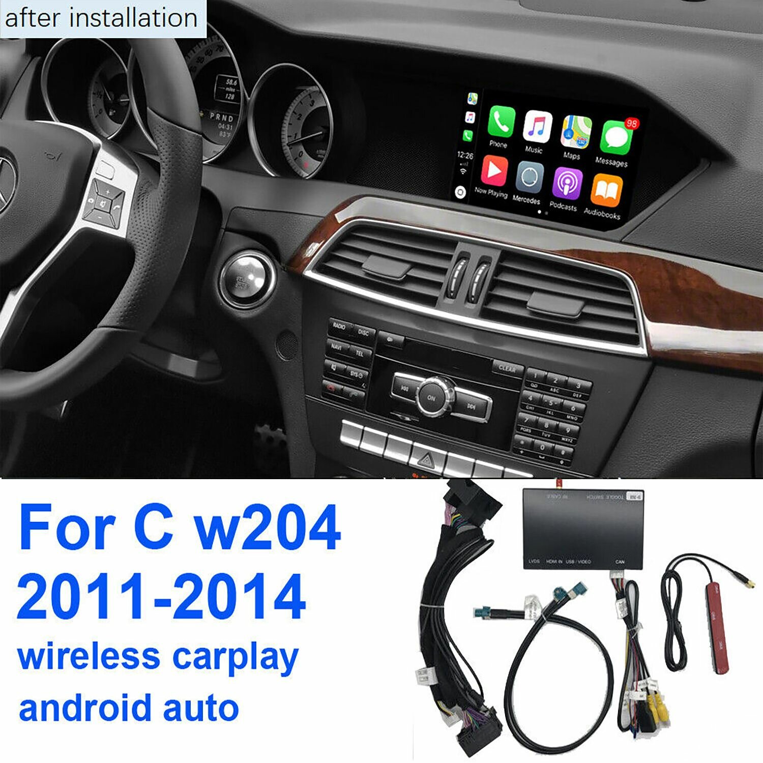 Беспроводной CarPlay и AirPlay для Mercedes‑Benz с NTG4.5/NTG4.7 — совместим с C‑Class W204 2011–2015 и другими моделями