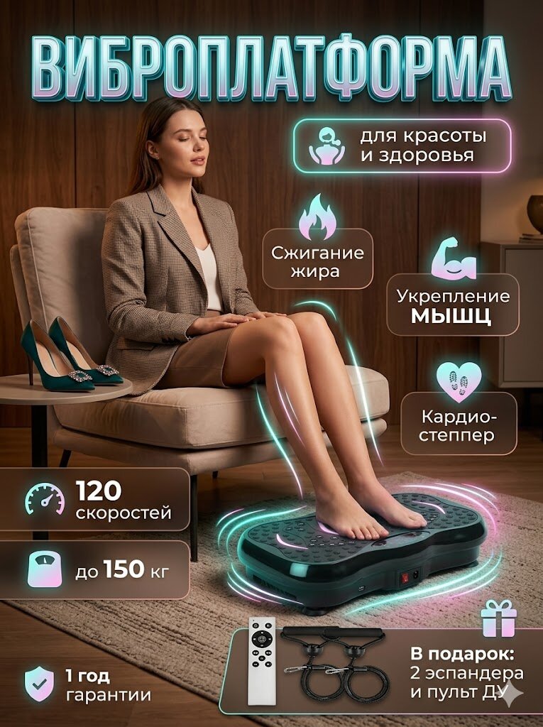 Виброплатформа для похудения тренажер до 200 кг С блютуз，регулировка амплитуды, 49 программ