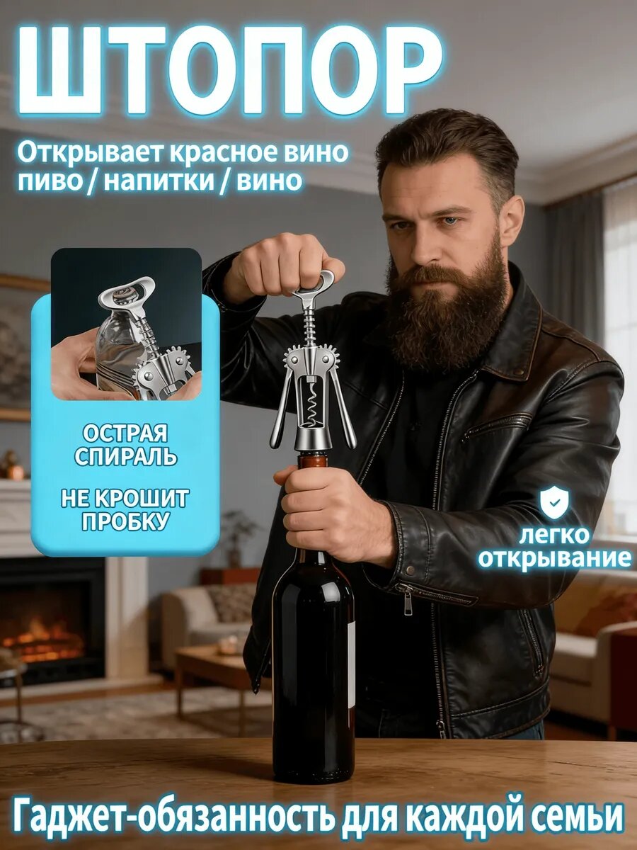 Штопор - открывашка для вина, нарзанник