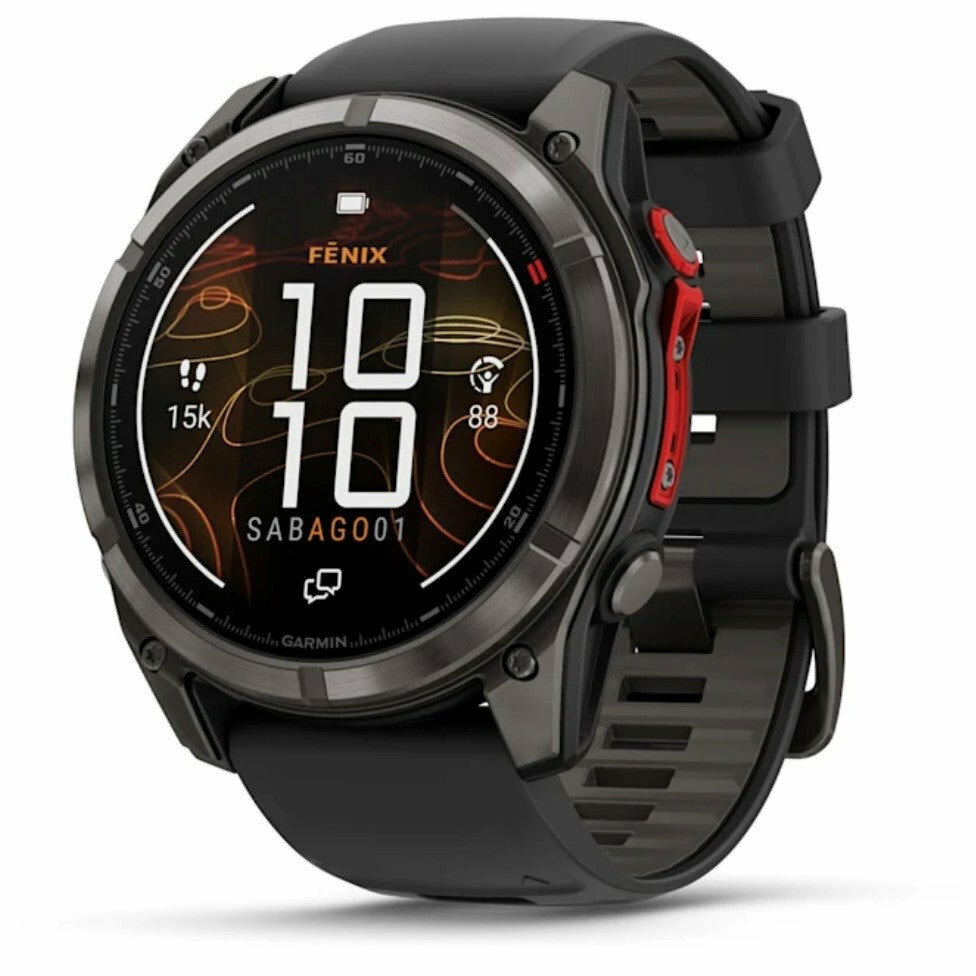 Garmin fenix 8 - 51 мм, MicroLED, Sapphire, DLC, угольно-серый, черный силиконовый ремешок