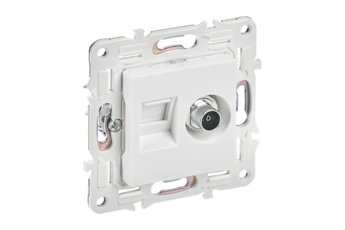 Розетка двойная IEK SKANDY TV+RJ45 кат.6E белый (SK-AK20-2-K01)