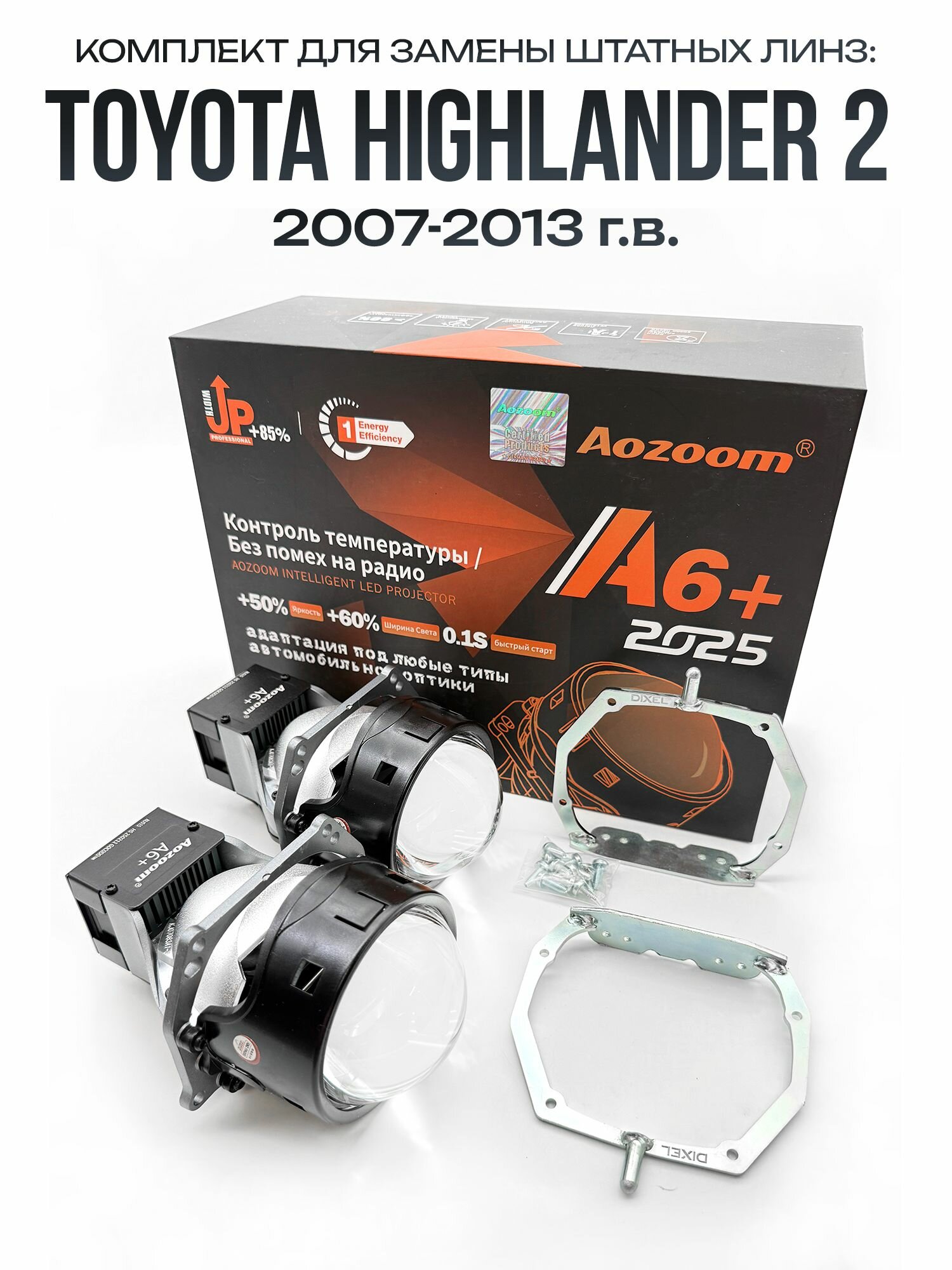 Светодиодные билед модули Аозум А6+ 2025 для адаптивных фар Toyota Highlander 2007-2013 / Линзы bi-led A6+ для AFS Тойота Хайлендер