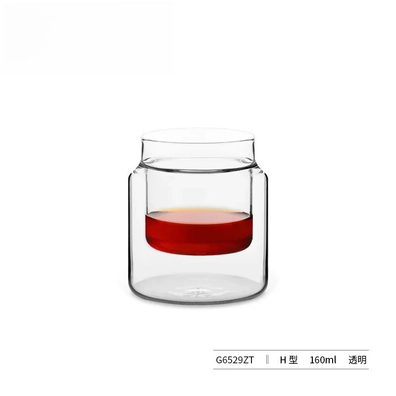Стеклянные кофейные чашки с двойными стенками Красный, Transparent H 150ml