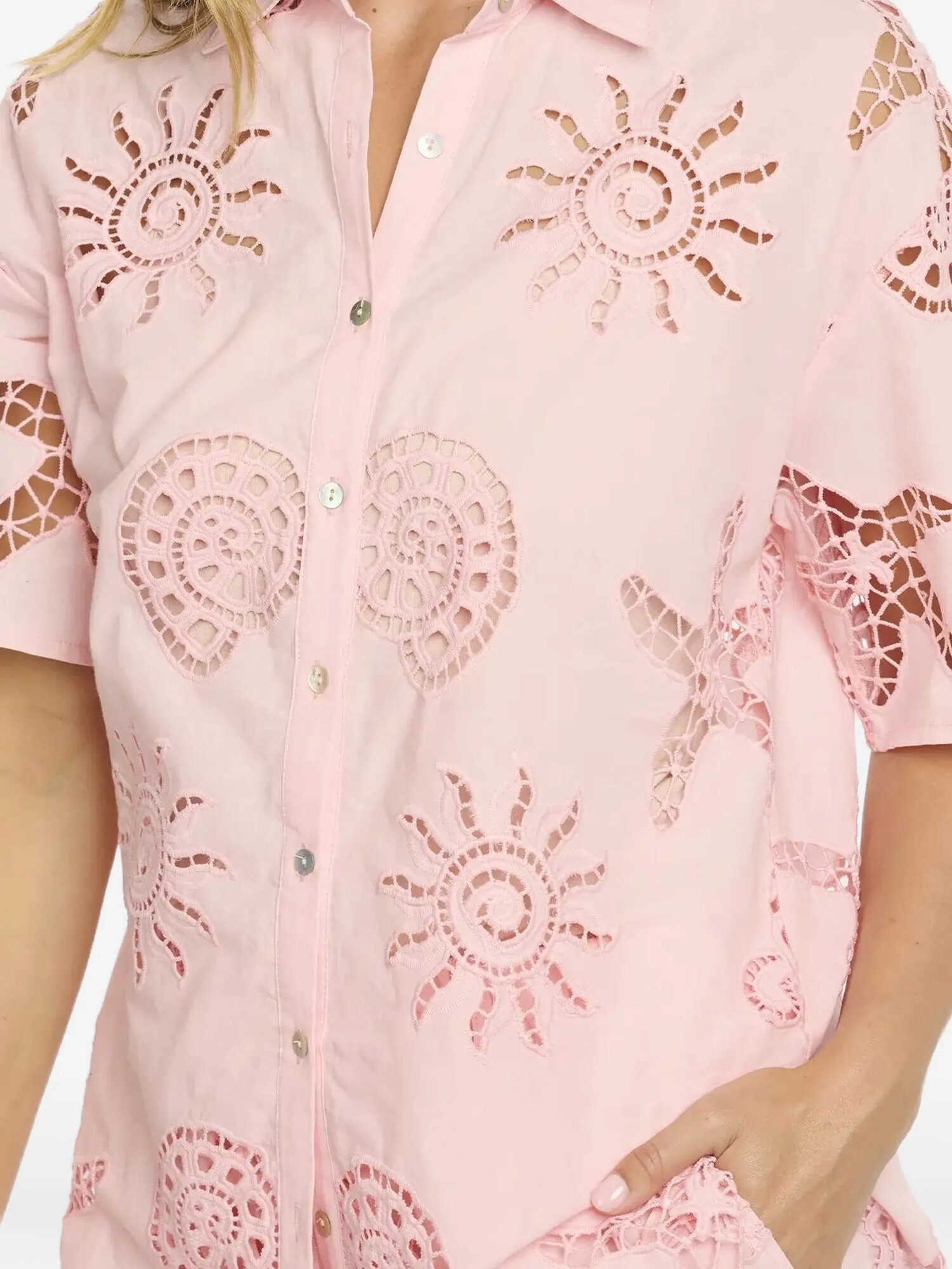 Рубашка Miss June Openwork short-sleeve shirt, размер M-L, розовый — фото 1