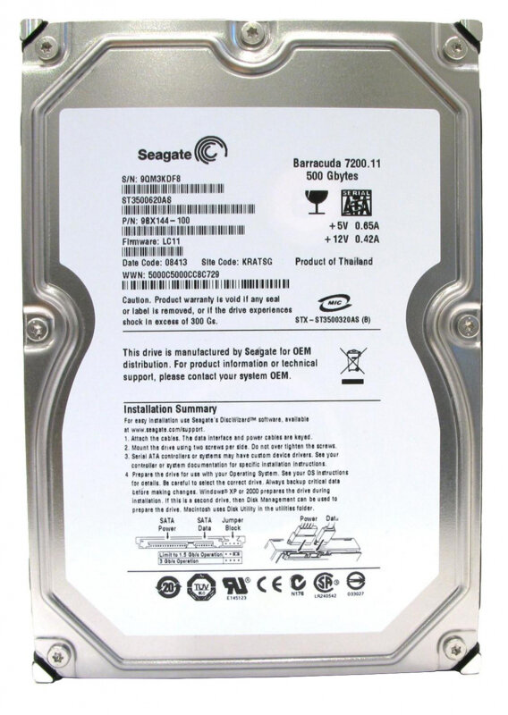 Жесткий диск Seagate ST3500620AS 500Gb SATAII 3,5" HDD