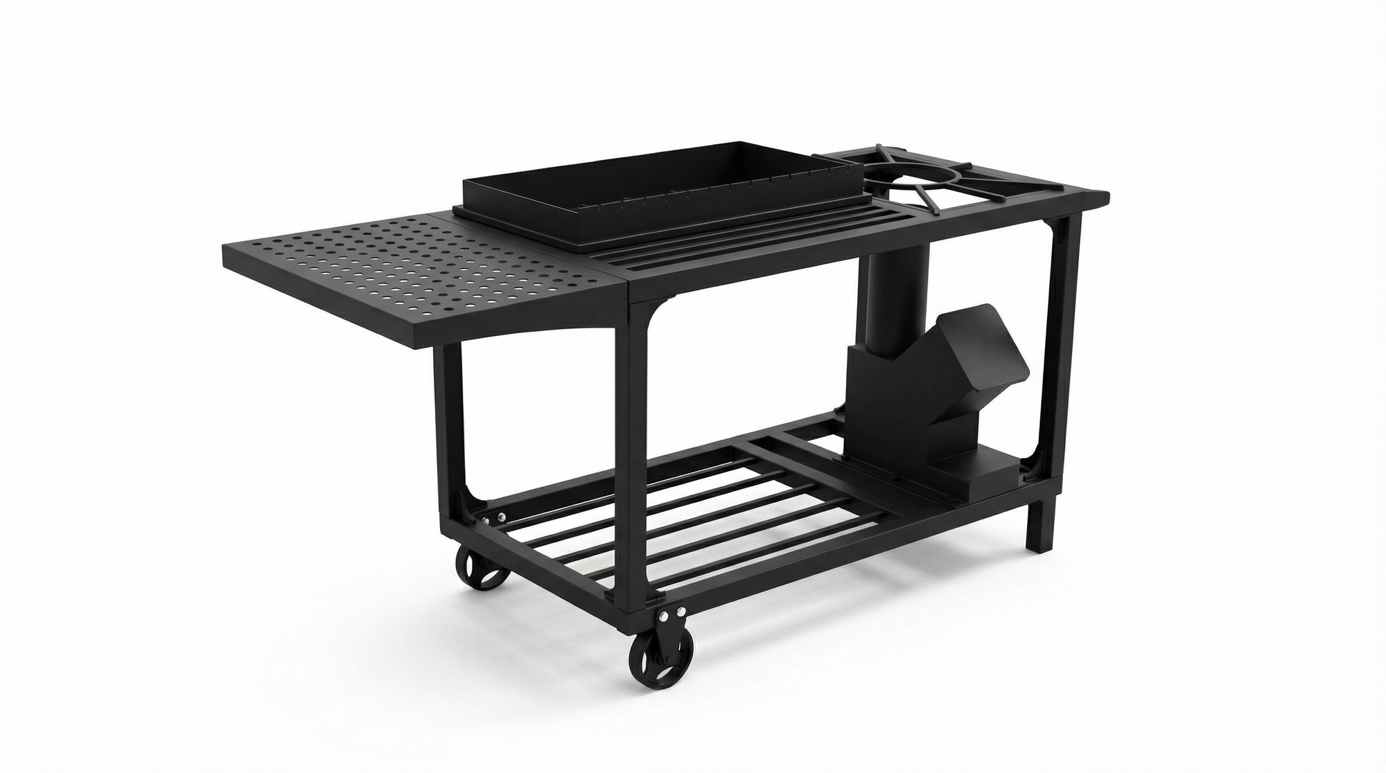 Мангал Русский кузнец, передвижной, разборный, с печью-ракетой, стальной, чёрный