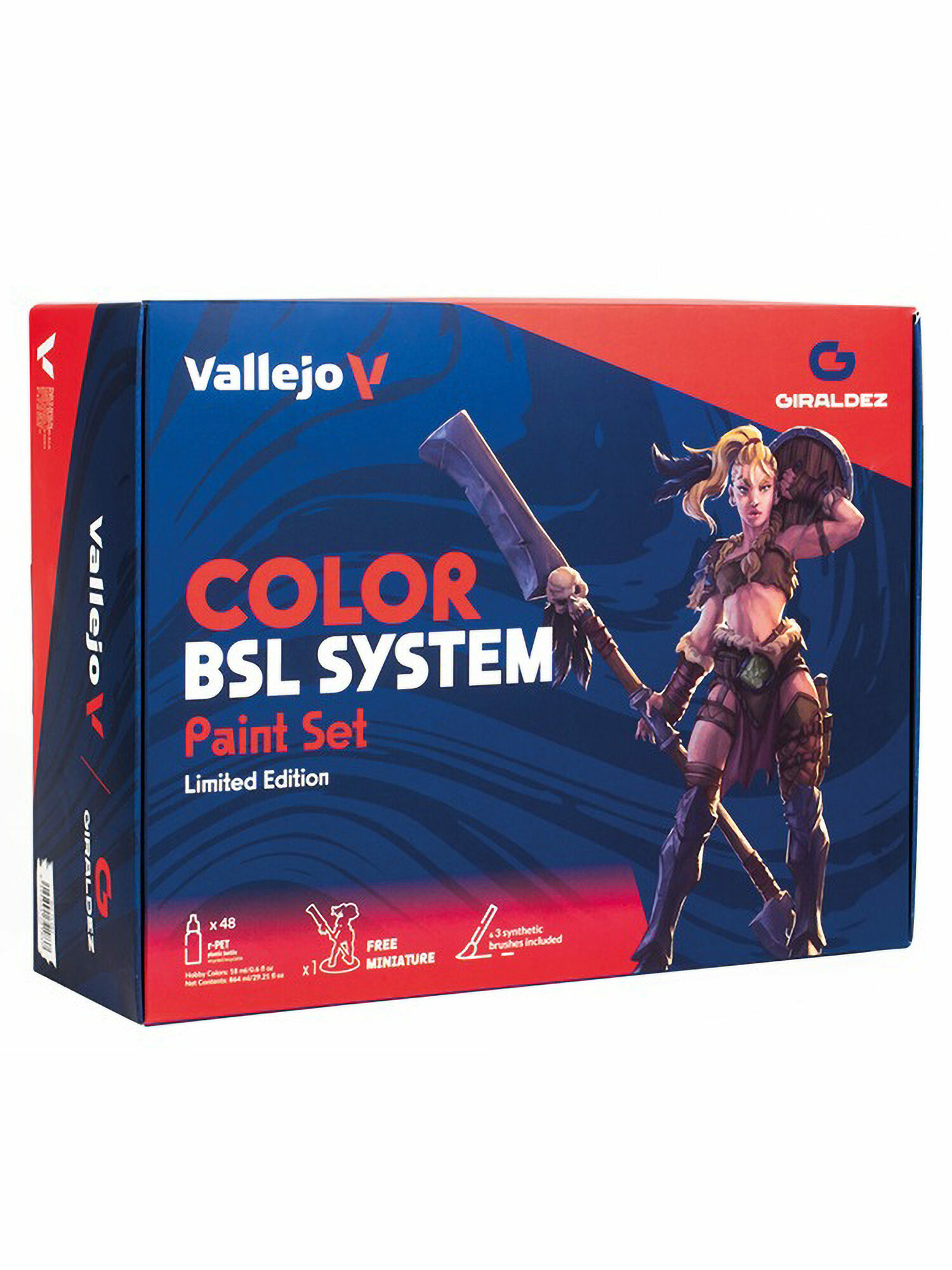Набор акриловых красок Vallejo - Color BSL System Paint Set 72183, 48 шт по 18 мл, 3 кисточки, 1 миниатюра