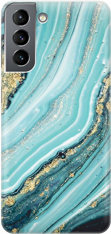 Ультратонкий силиконовый чехол-накладка для Samsung Galaxy S21 с принтом "Green Marble"