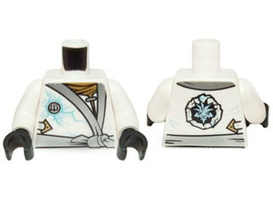 Деталь Lego 973pb1595c01 Torso Ninjago Robe with Silver Sash and Ice Power Emblem Pattern / White Arms / Black Hands