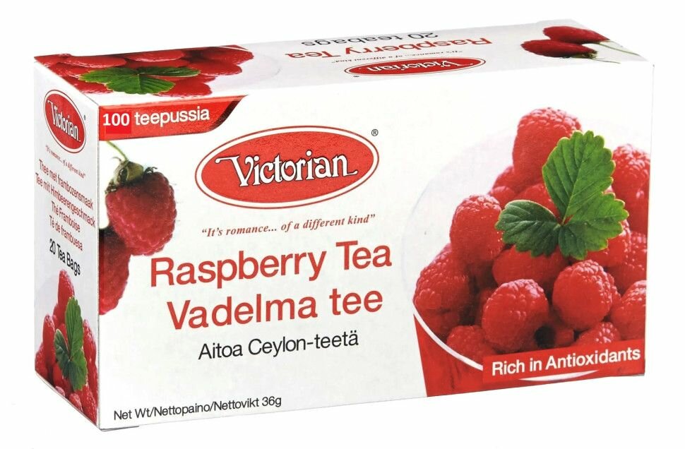 Черный чай VICTORIAN со вкусом малины 100 пакетиков.