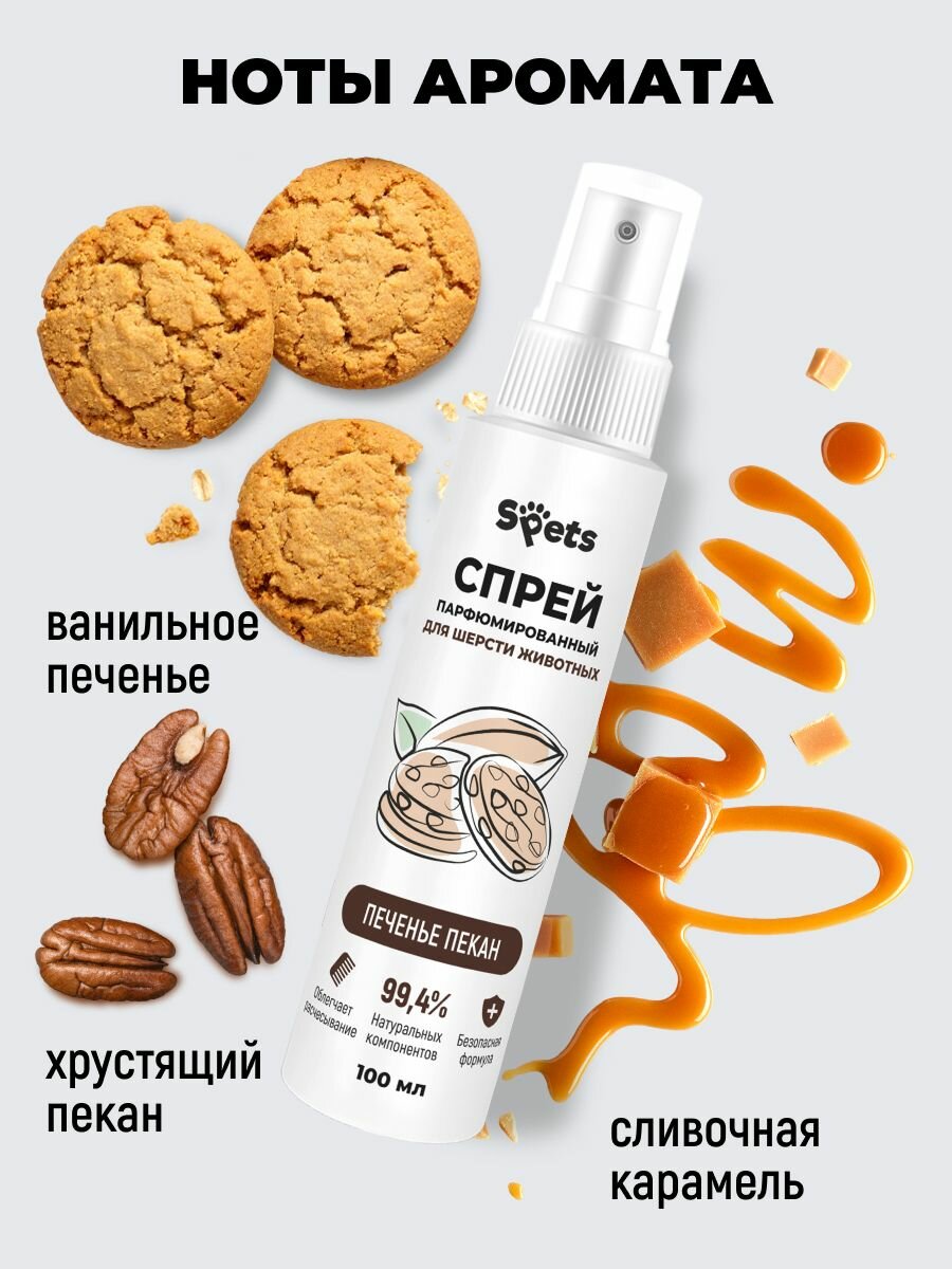 Духи парфюм для собак и кошек (гипоаллергенный) печенье пекан 100 мл духи для собак парфюм для кошек гипоаллергенный аромат