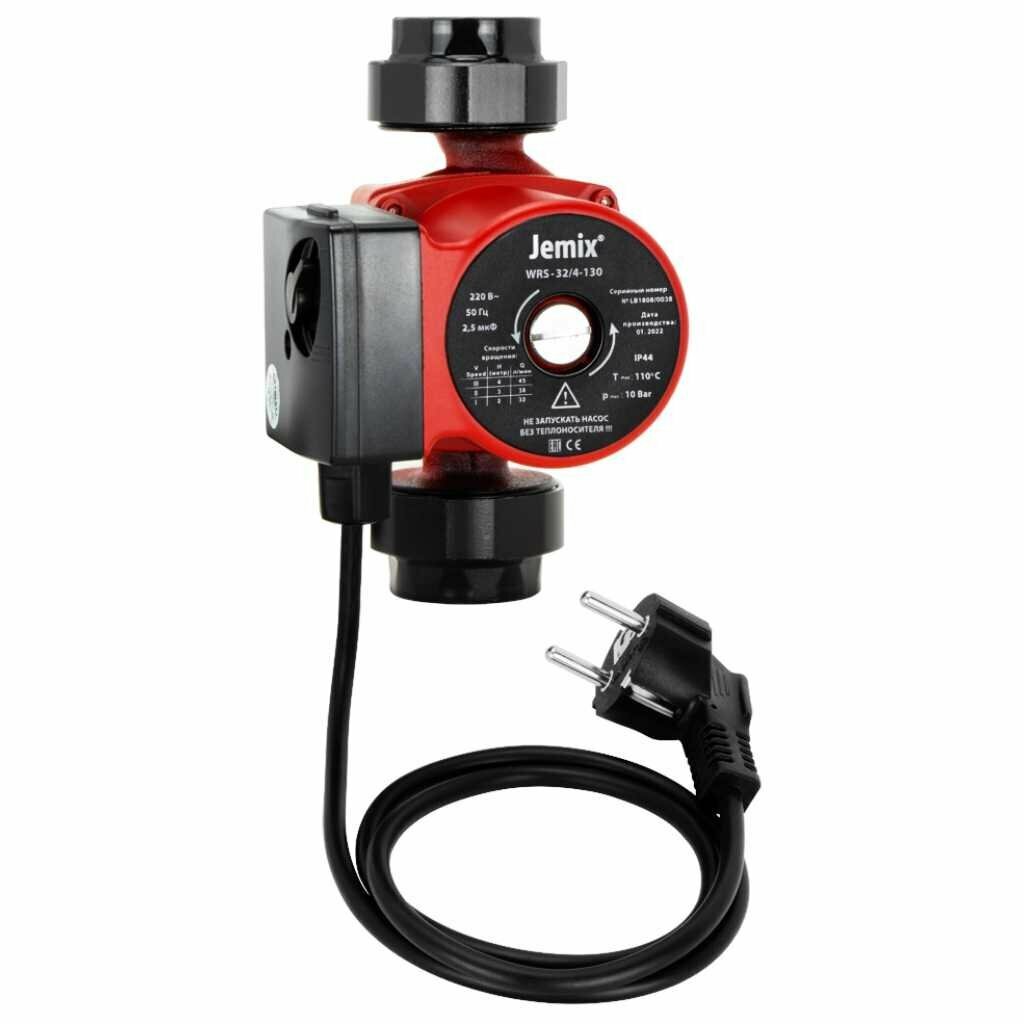 Циркуляционный насос Jemix ЦН-32/6-130 для отопления, 100 Вт, напор 6 м, 3.3 м³/ч, резьба 1 1/4 дюйма, с кабелем