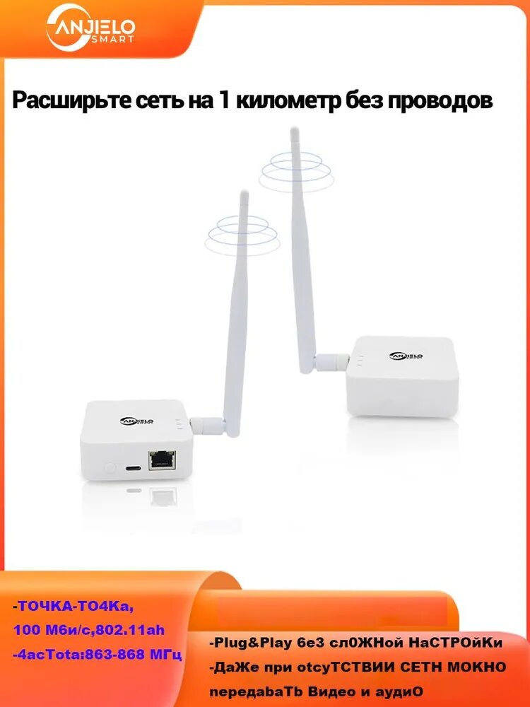 Новый Беспроводной сетевой мост WIFI Halow Bridge протяженностью 1 км с интерфейсом Type C для проникновения в стену 5dBi