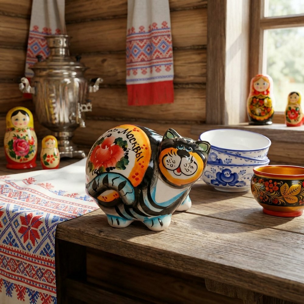 Фигурка Кот-Колобок цв. ГЛ-366 Народные промыслы Фарфор