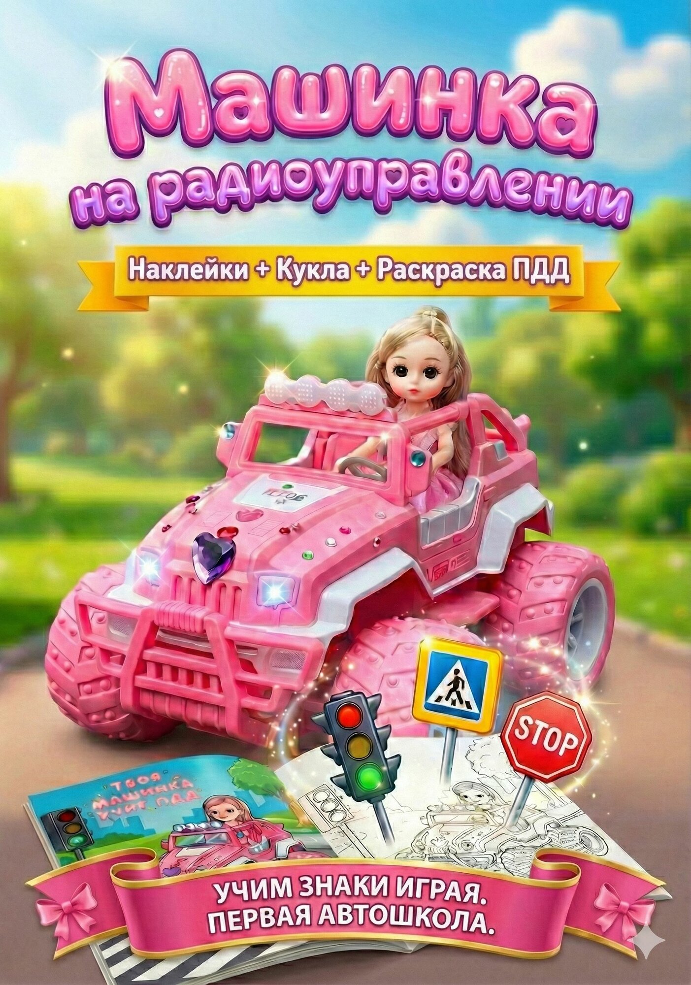 Радиоуправляемая машинка для девочек Розовая