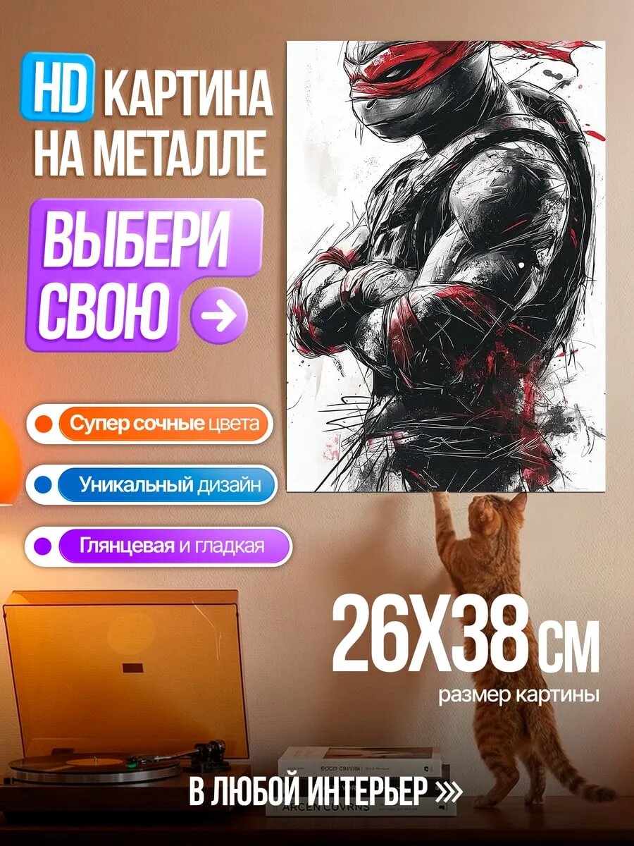 Картина на HD металле Рафаэль Черепашка Ниндзя