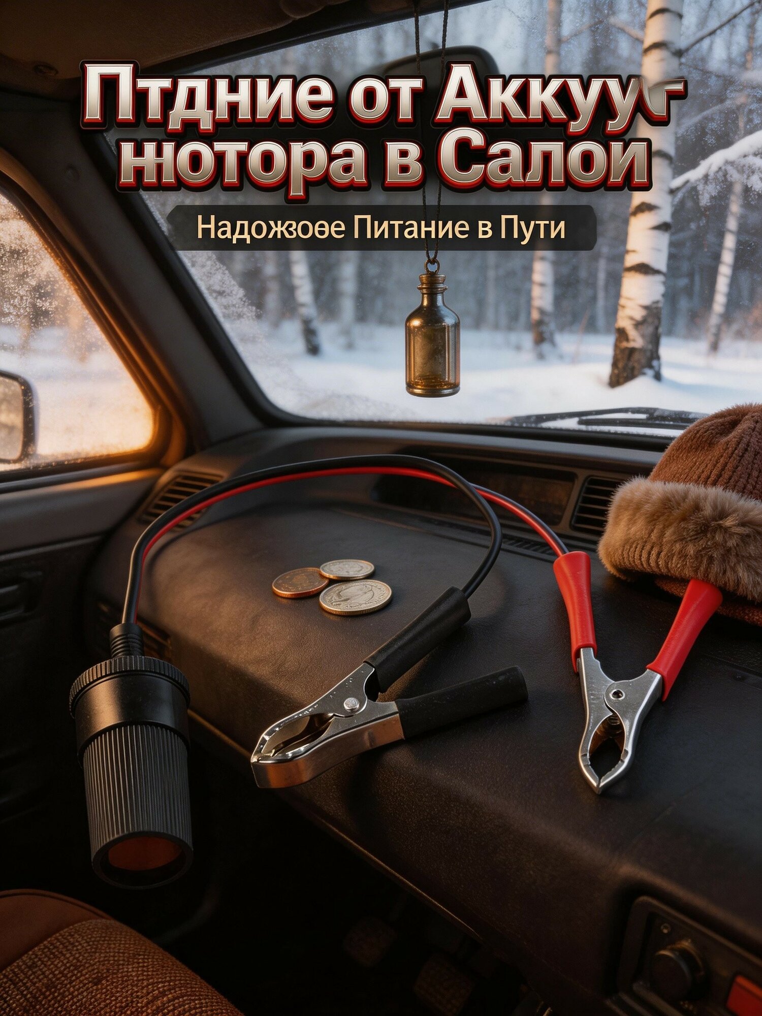 Переходник-удлинитель с клемм аккумулятора на гнездо прикуривателя, кабель с зажимами красный и черный для подключения 12 В устройств