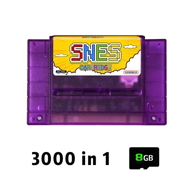 EVERGENESIS SFC V12 игровая карта 3000 в 1 8ГБ Фиолетовый, Purple