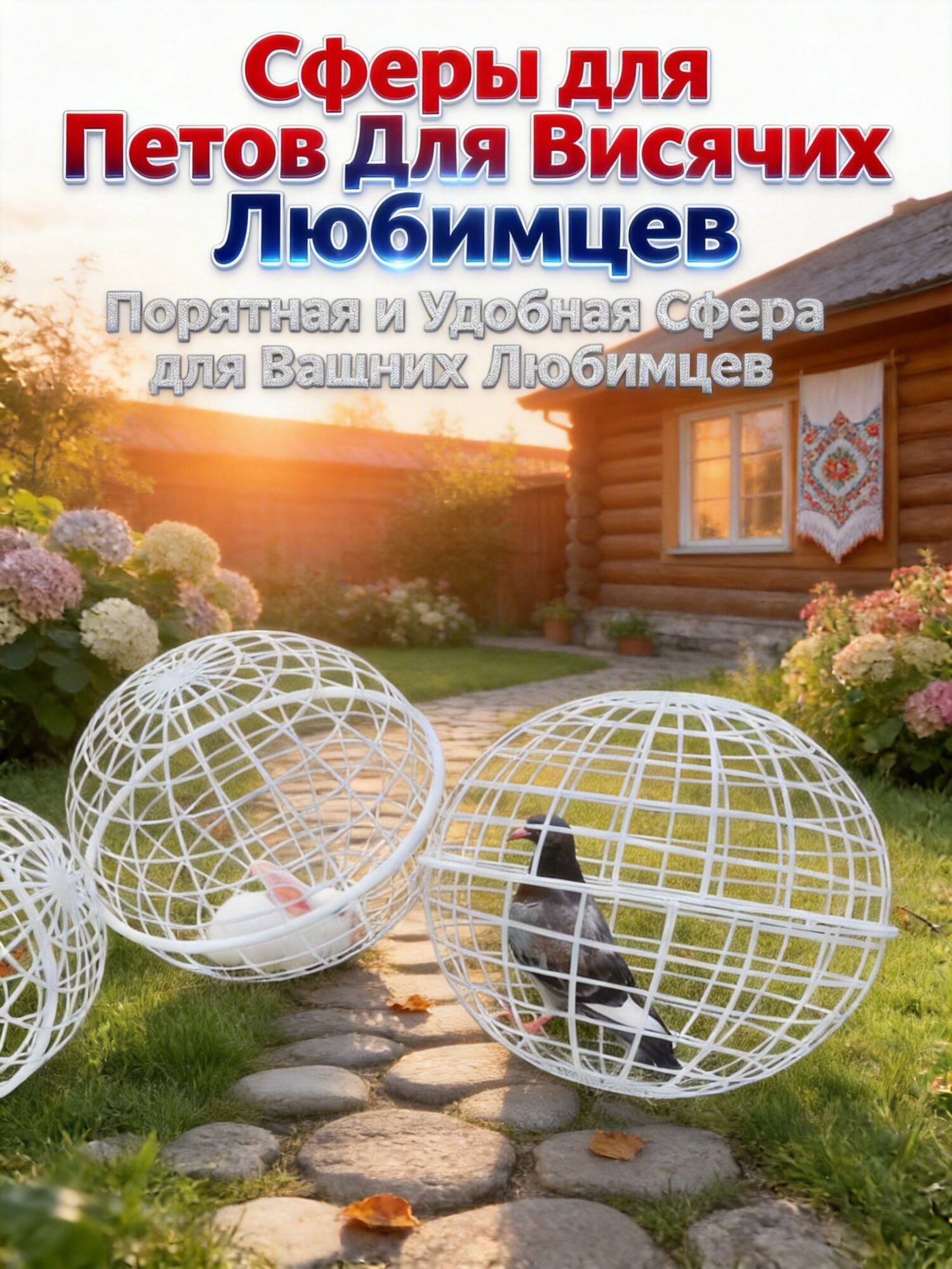 Сферическая клетка для кур 20 см, переносная защитная сфера для кроликов, уток и голубей с прозрачными стенками для безопасного выпаса