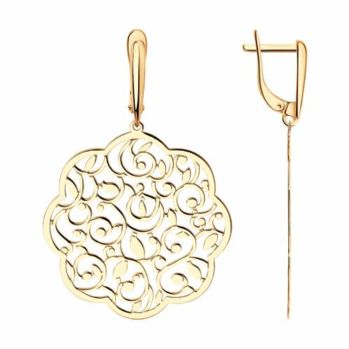 Серьги с подвесками, серебро, 925 проба, золочение