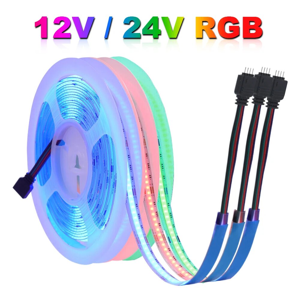 RAZEND Светодиодная лента RGB COB 576/784/840 светодиодов 12В/24В 12v RGB 840led, 1 м