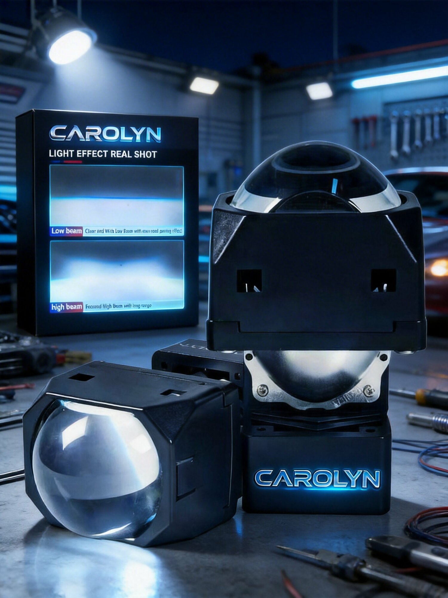Carolyn светодиодная фара Matrix, 6000K для дальнего и ближнего света с HD линзой и встроенным драйвером