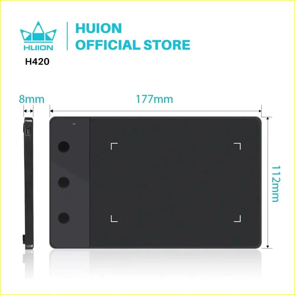 Графический планшет HUION H420, формат A4, прозрачный, черный