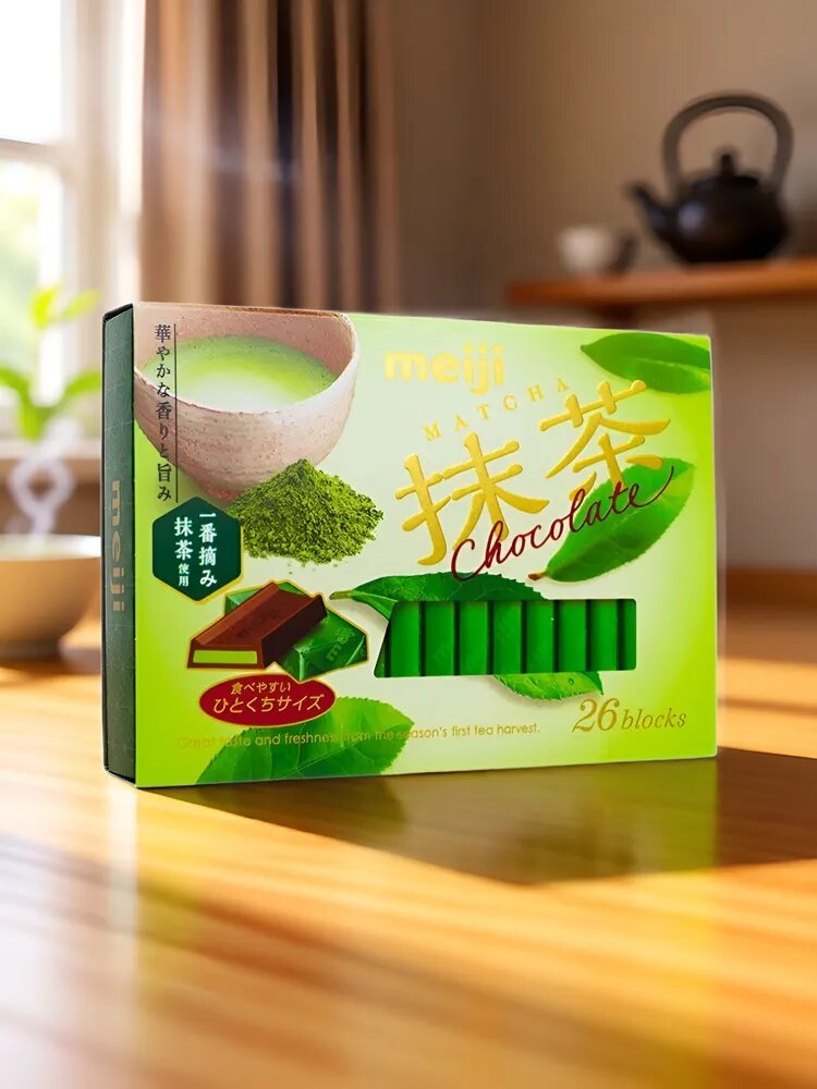 Японский молочный шоколад со вкусом матча Meiji 127 г, азиатский десерт