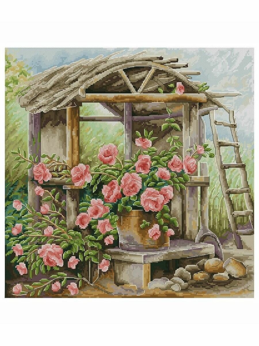 Набор для вышивки Amishop "Оранжерея с розами", 32x32 см, 46 цветов, 200 x 200 стежков, 16CT